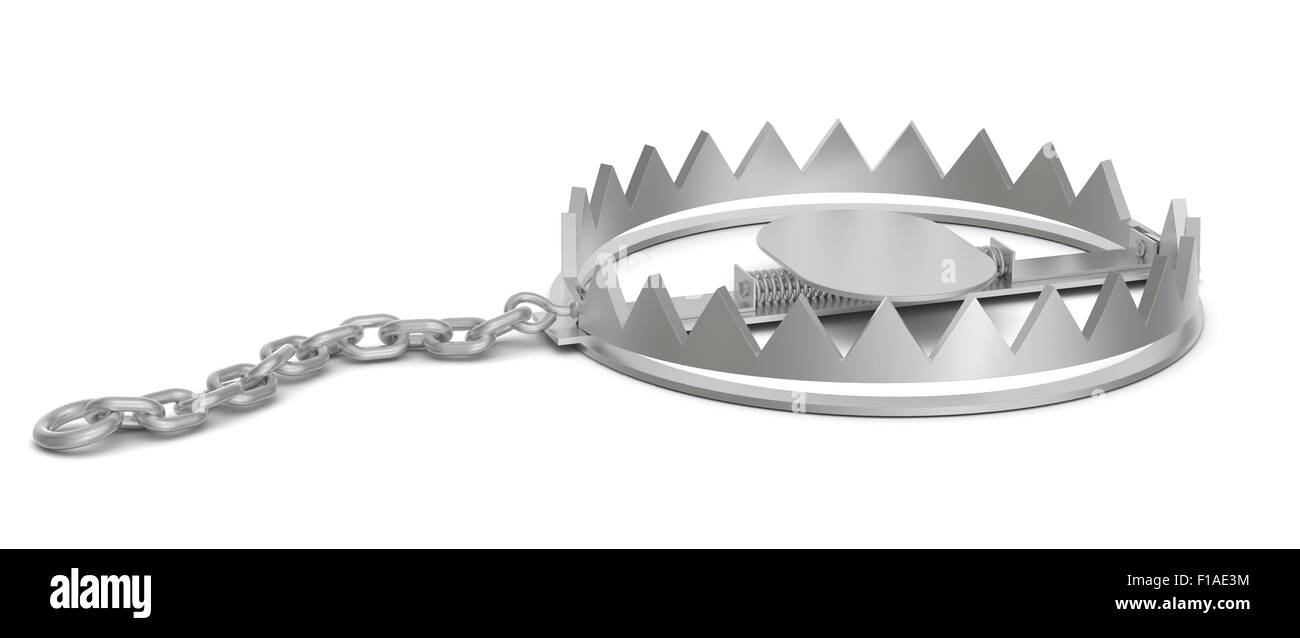 Bear trap on white, side view Stock Photo - Alamy