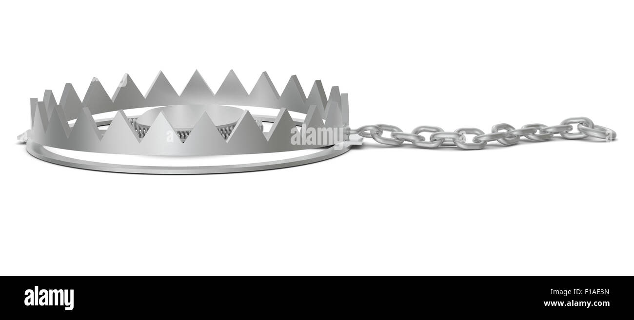 Bear trap with chain, side view Stock Photo - Alamy