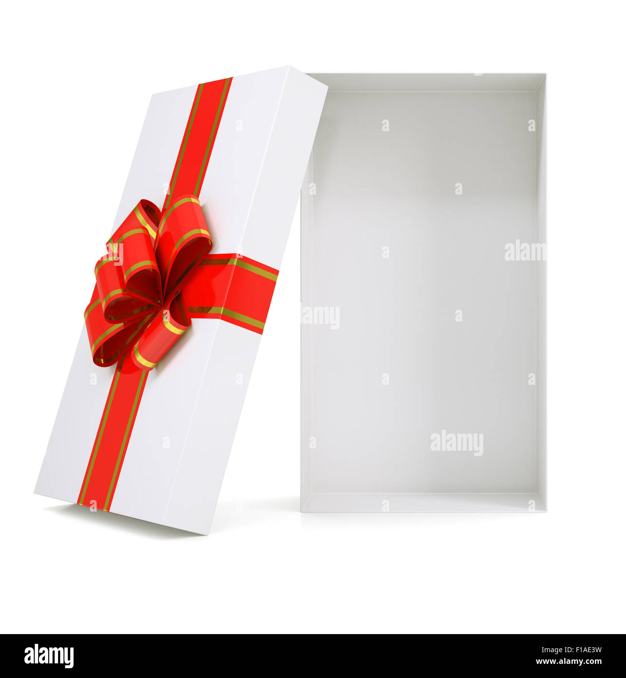 Gift box with ribbon on white Stock Photo - Alamy