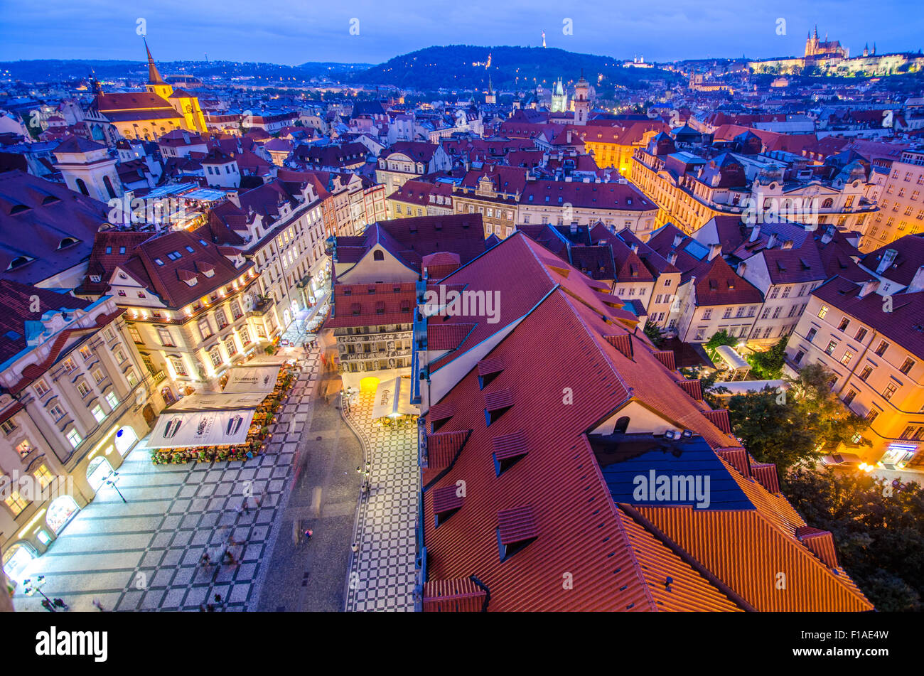 Skyline of Prague during the blue hour Stock Photo - Alamy