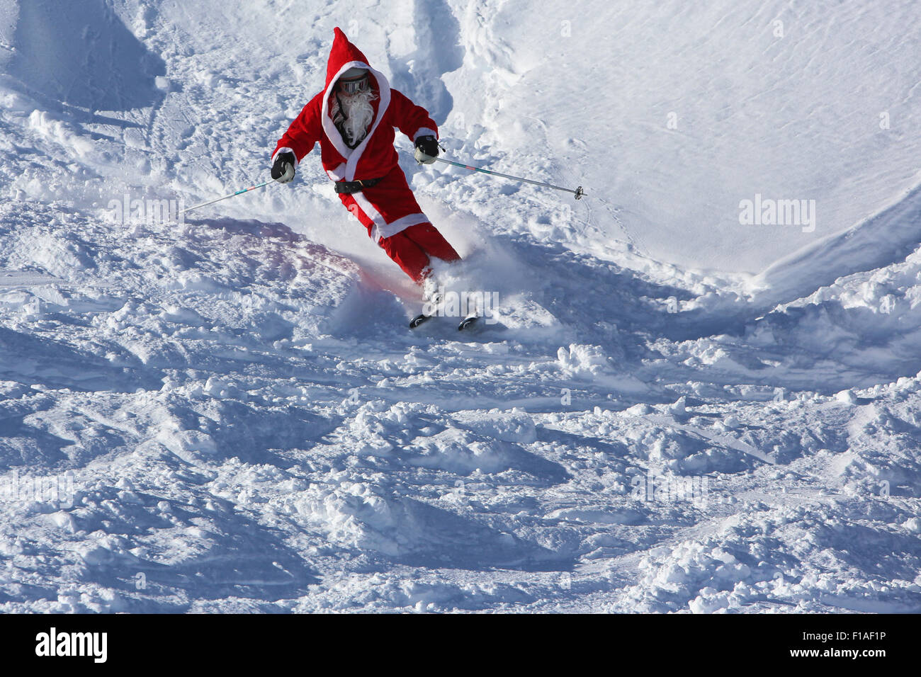 Krippenbrunn, Austria, Santa Claus skiing Stock Photo - Alamy