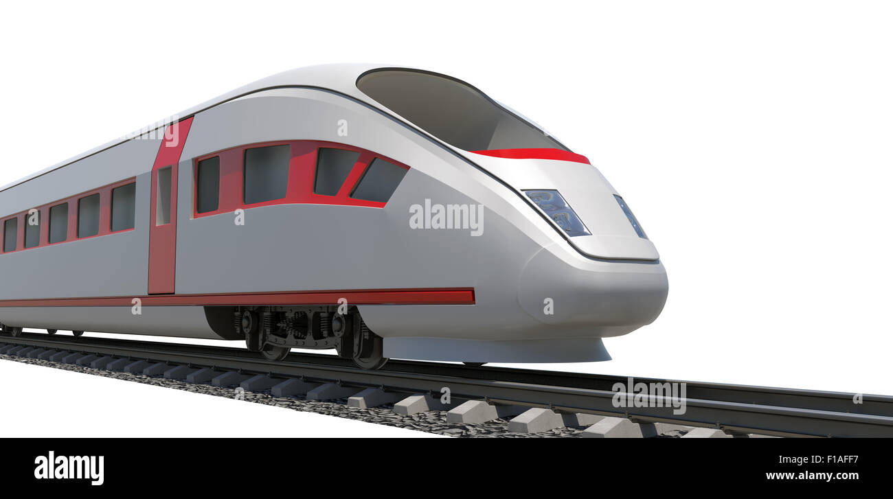 Moder train moving on white Stock Photo - Alamy