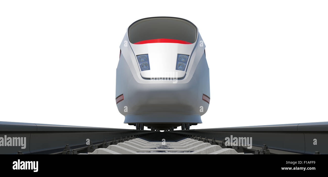 Train moving forward on white Stock Photo - Alamy