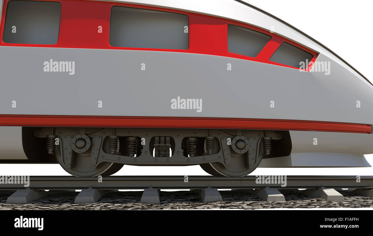 Long train on white, close-up view Stock Photo - Alamy