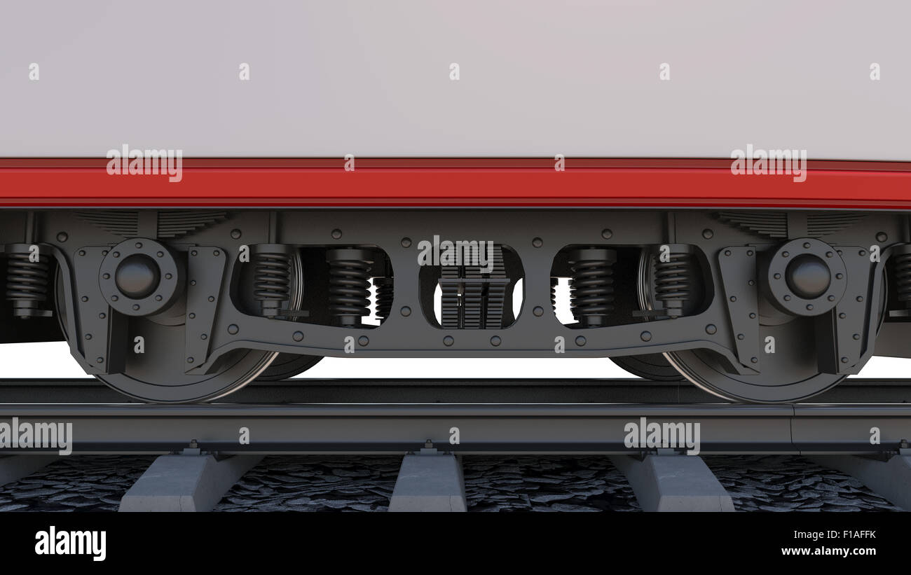 Long train with wheels on white Stock Photo - Alamy