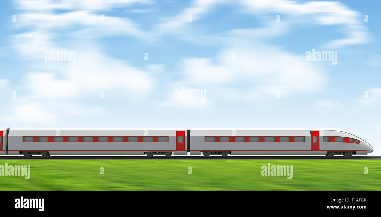 Train moving forward on rail-tracks Stock Photo - Alamy