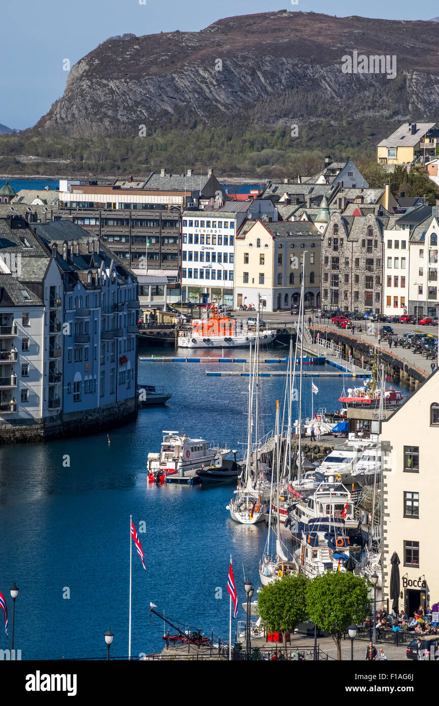 Alesund town and marina Stock Photo - Alamy