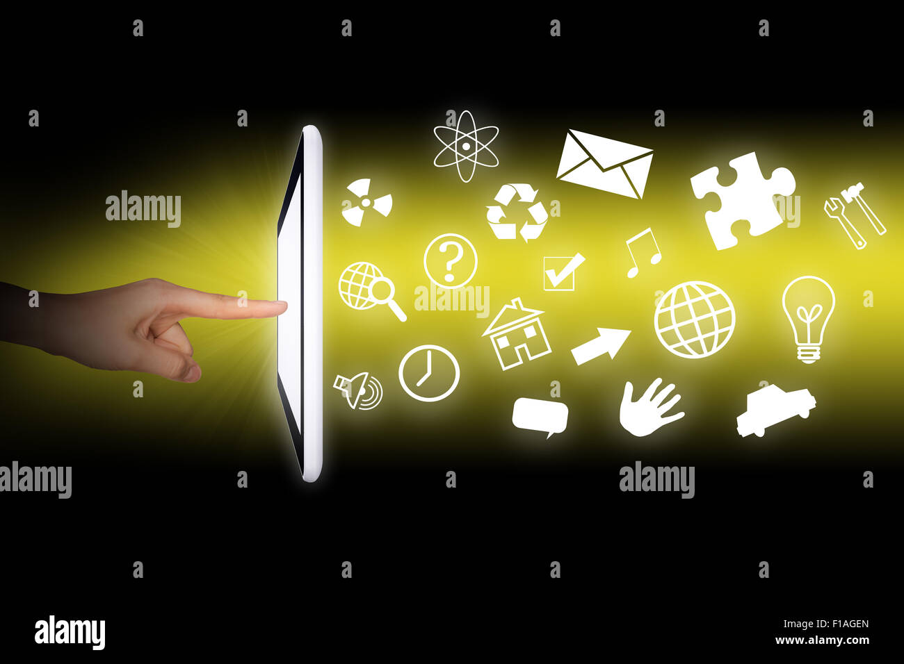 Humans hands using tablet Stock Photo - Alamy