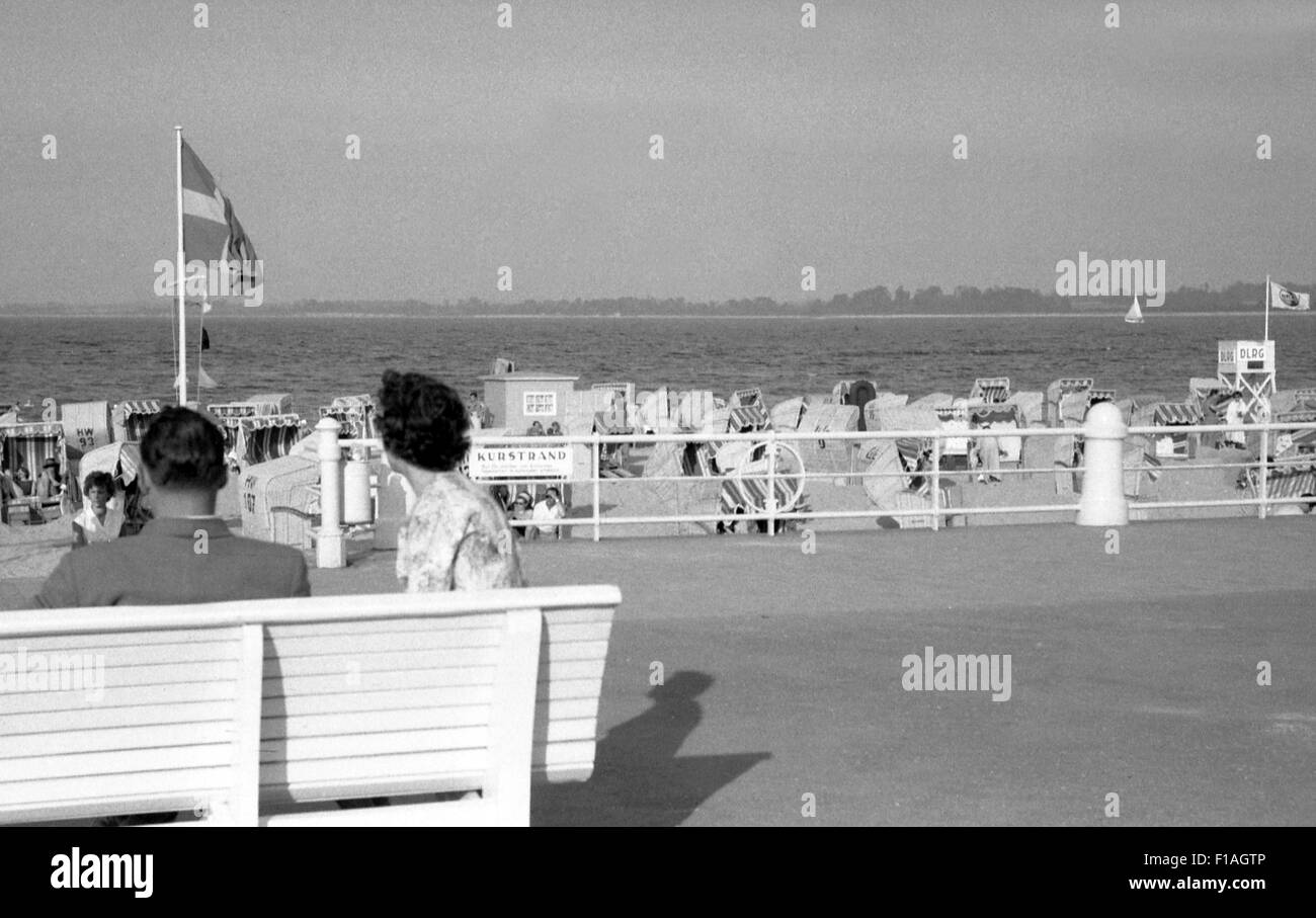 Luebeck, Germany, overlooking the beach promenade in the district of ...