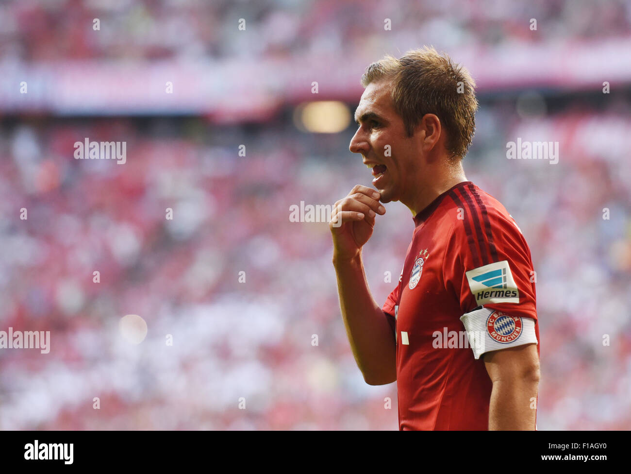 Munich, Germany. 29th Aug, 2015. Munich's Philipp Lahm in action during ...