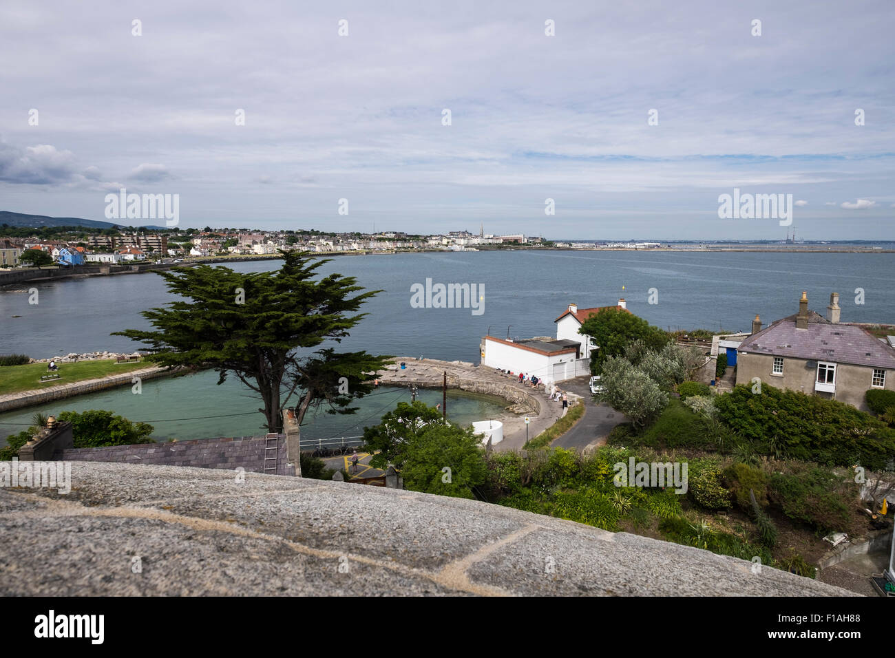 View over Dublin bay from the top of the Sandycove martello tower now a ...