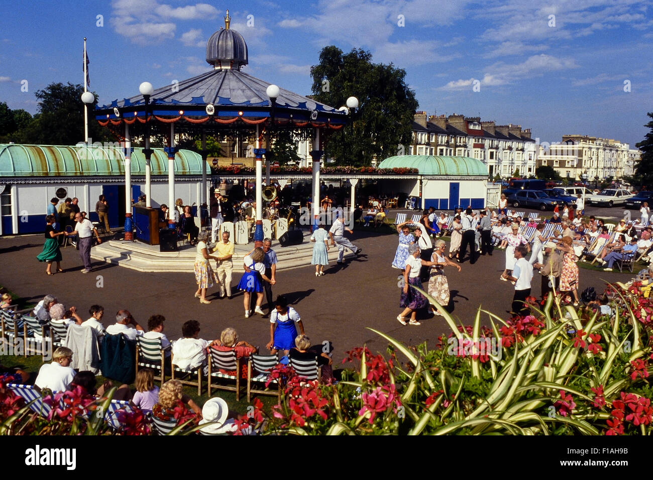 Jazz festival at the old bandstand at Cliff gardens. Southend-on-Sea ...