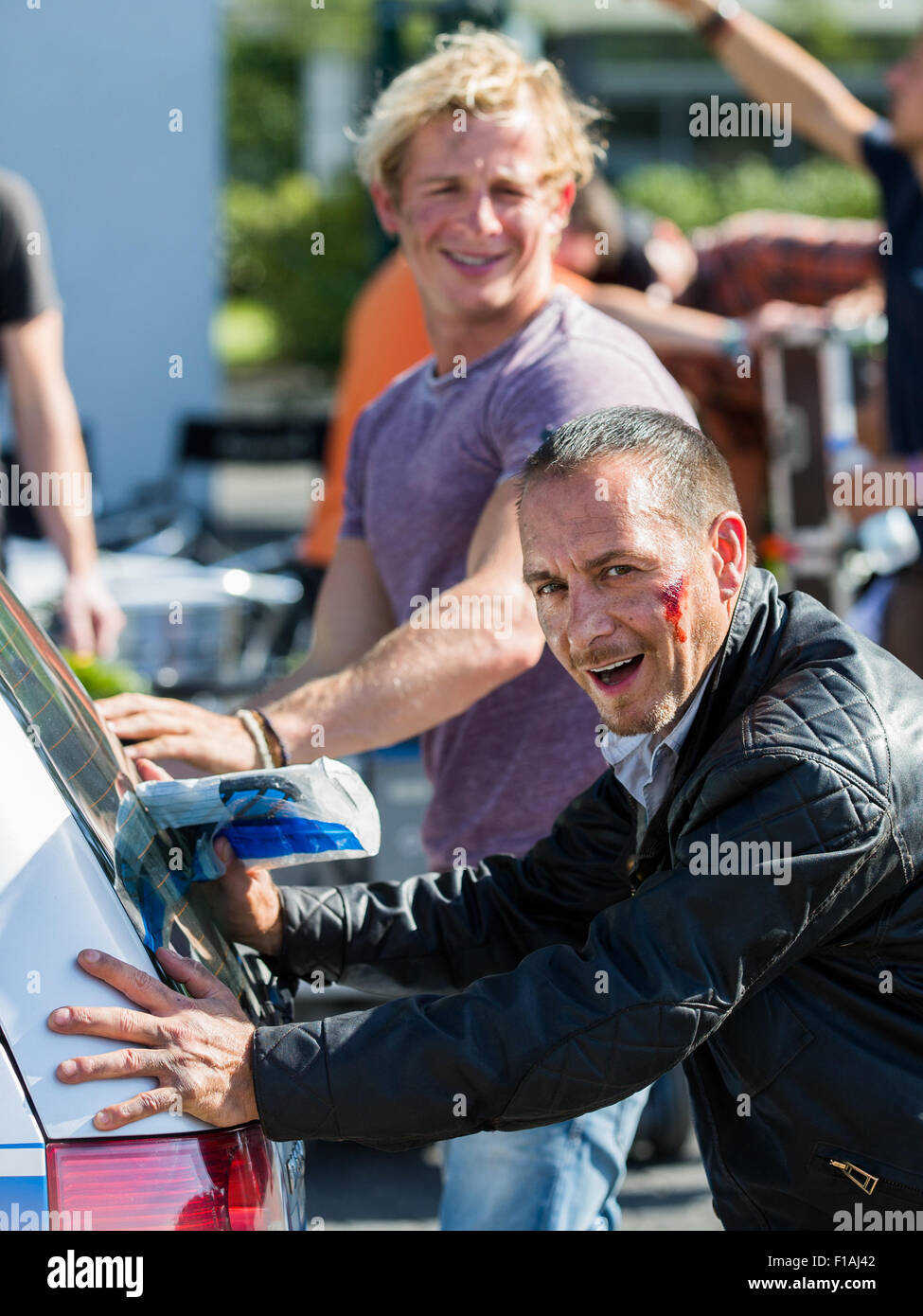 The actors Erdogan Atalay (in front - as 'Semir Gerkhan') and Daniel ...