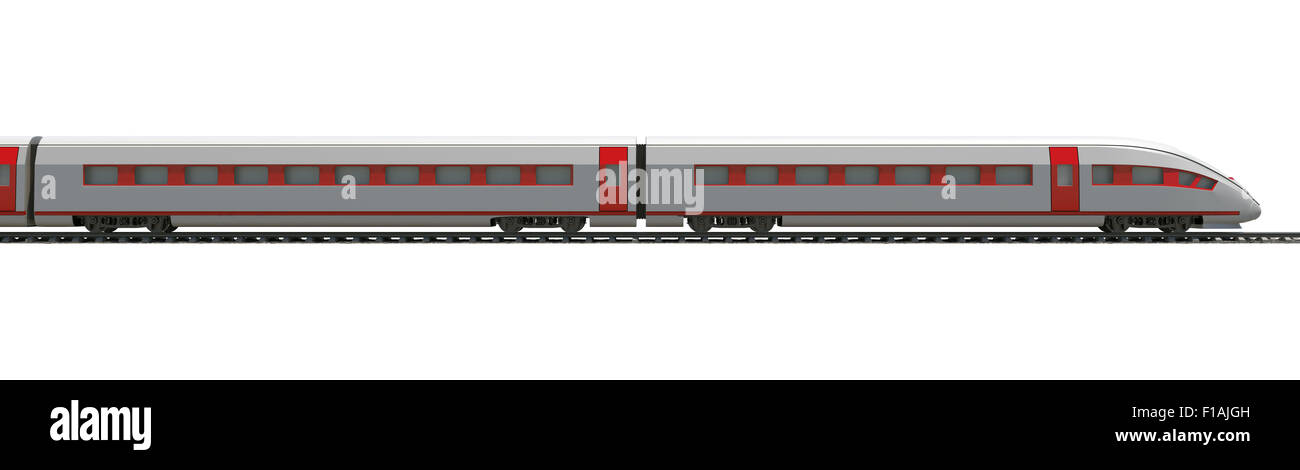 Long train on white, side view Stock Photo - Alamy