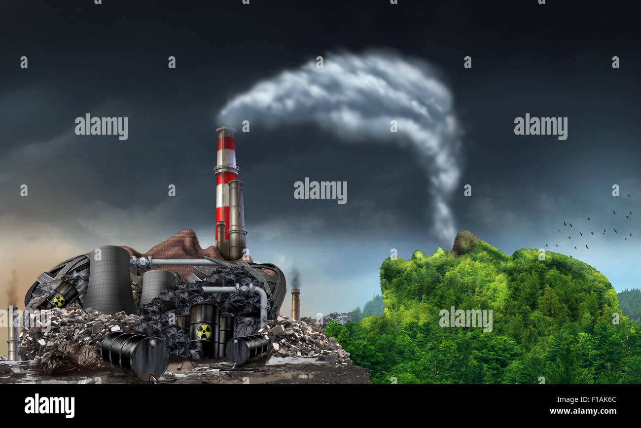 Industry pollution environment concept as a human head shaped as a ...