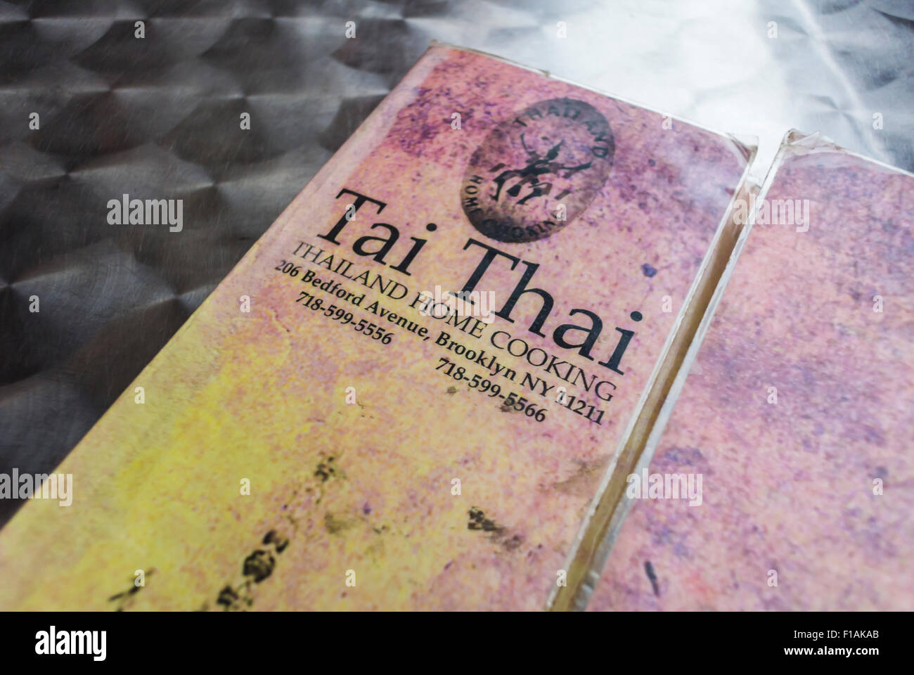 New York City, USA, Inside Views Thai Restaurant Menu, "Tai Thai" in ...