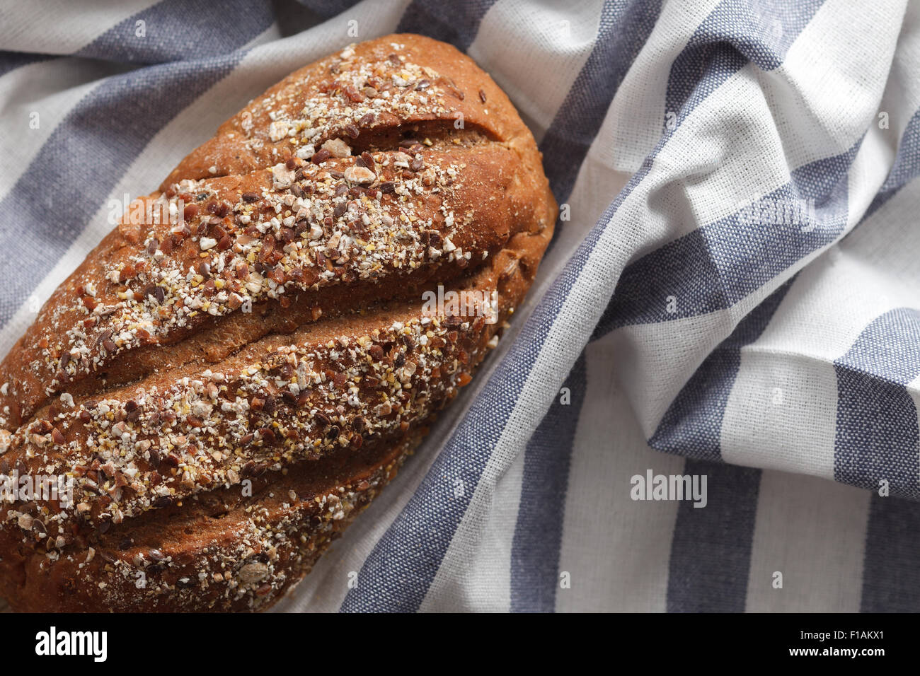 Dark multigrain bread fresh baked rustic breakfast food Whole grain ...