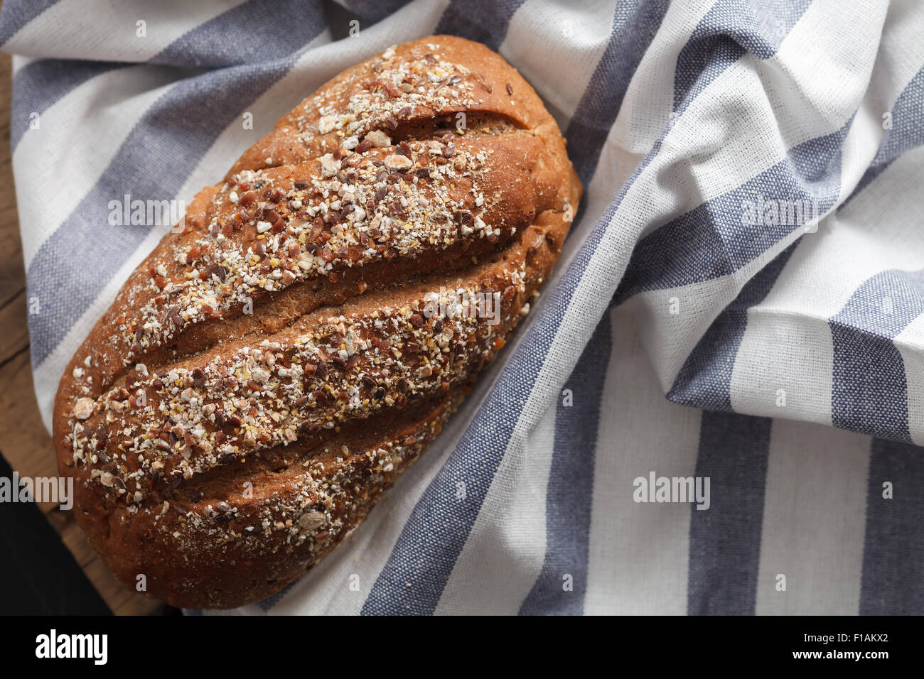 Dark multigrain bread fresh baked rustic breakfast food Whole grain ...