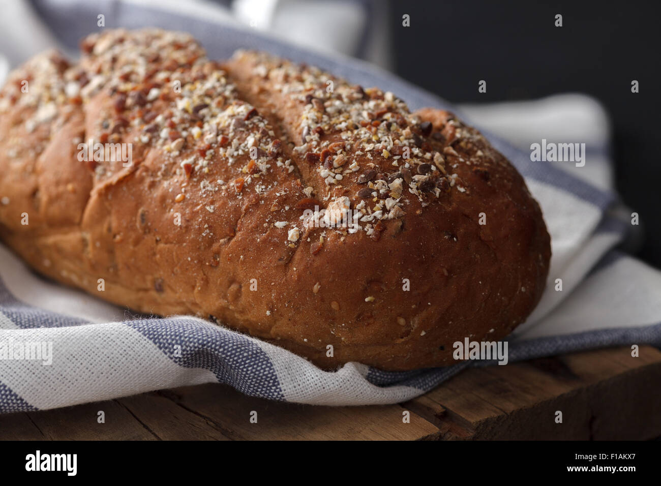 Dark multigrain bread fresh baked rustic breakfast food Whole grain ...