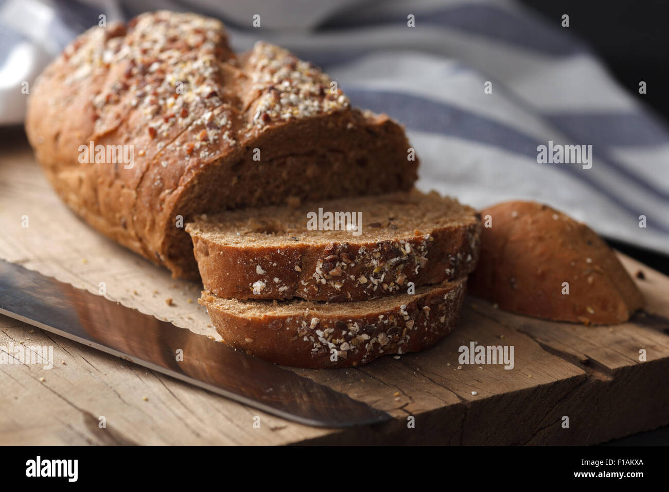 Dark multigrain bread fresh baked rustic breakfast food Whole grain ...
