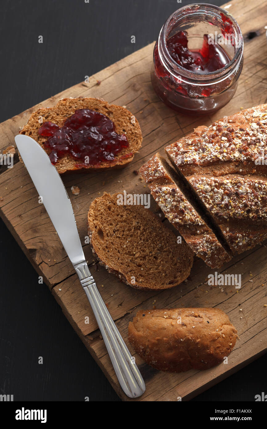 Dark multigrain bread fresh baked rustic breakfast food Whole grain ...