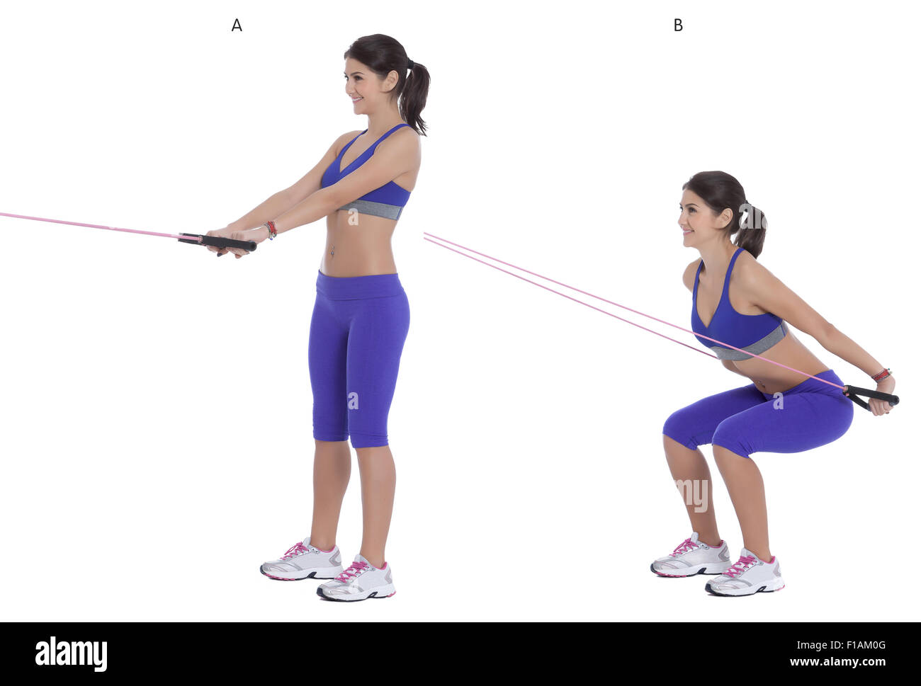 Stand facing the weight stack, feet hip-width apart, then sit your hips ...