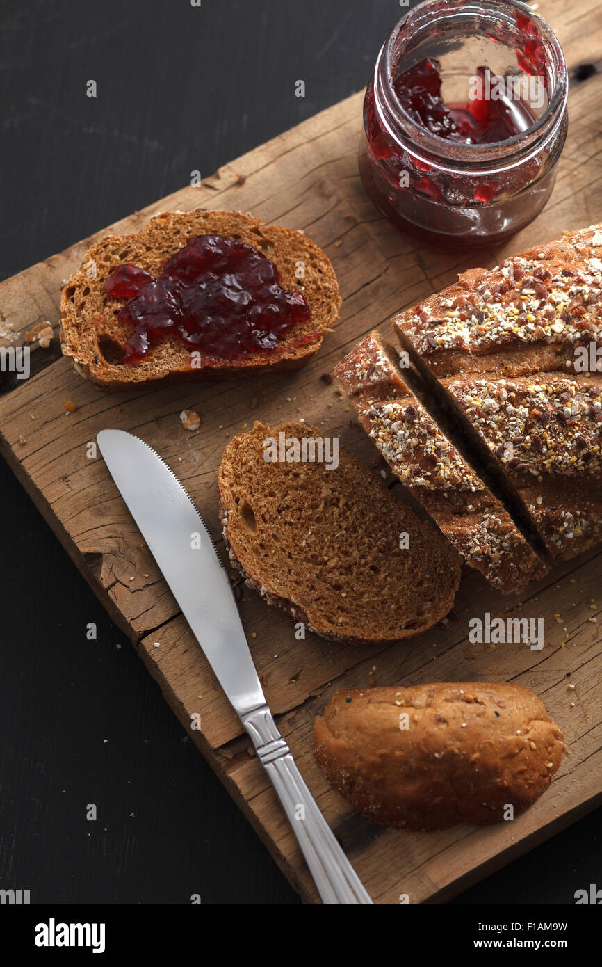 Dark multigrain bread fresh baked rustic breakfast food Whole grain ...