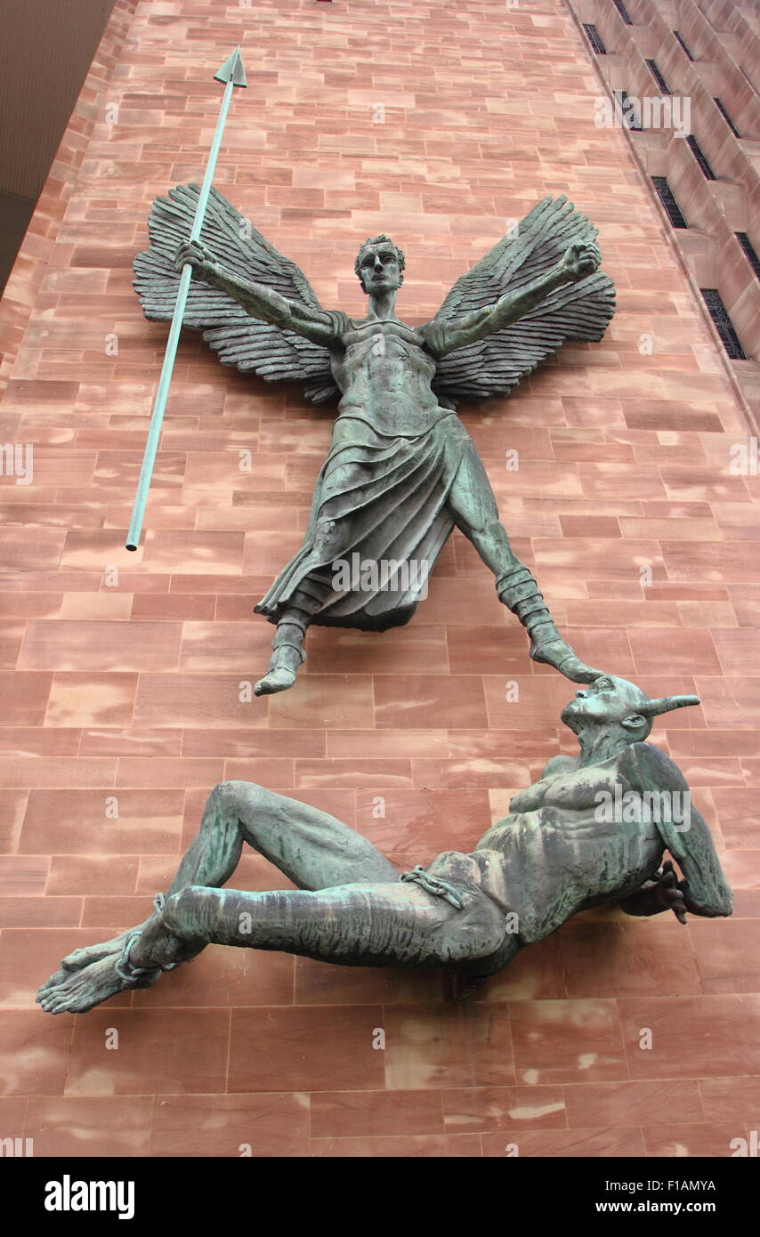 Sculptor, Jacob Epstein's 'St Michael's victory over the Devil' hangs ...