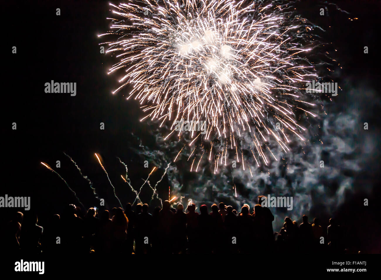 Crowd watching fireworks Stock Photo - Alamy