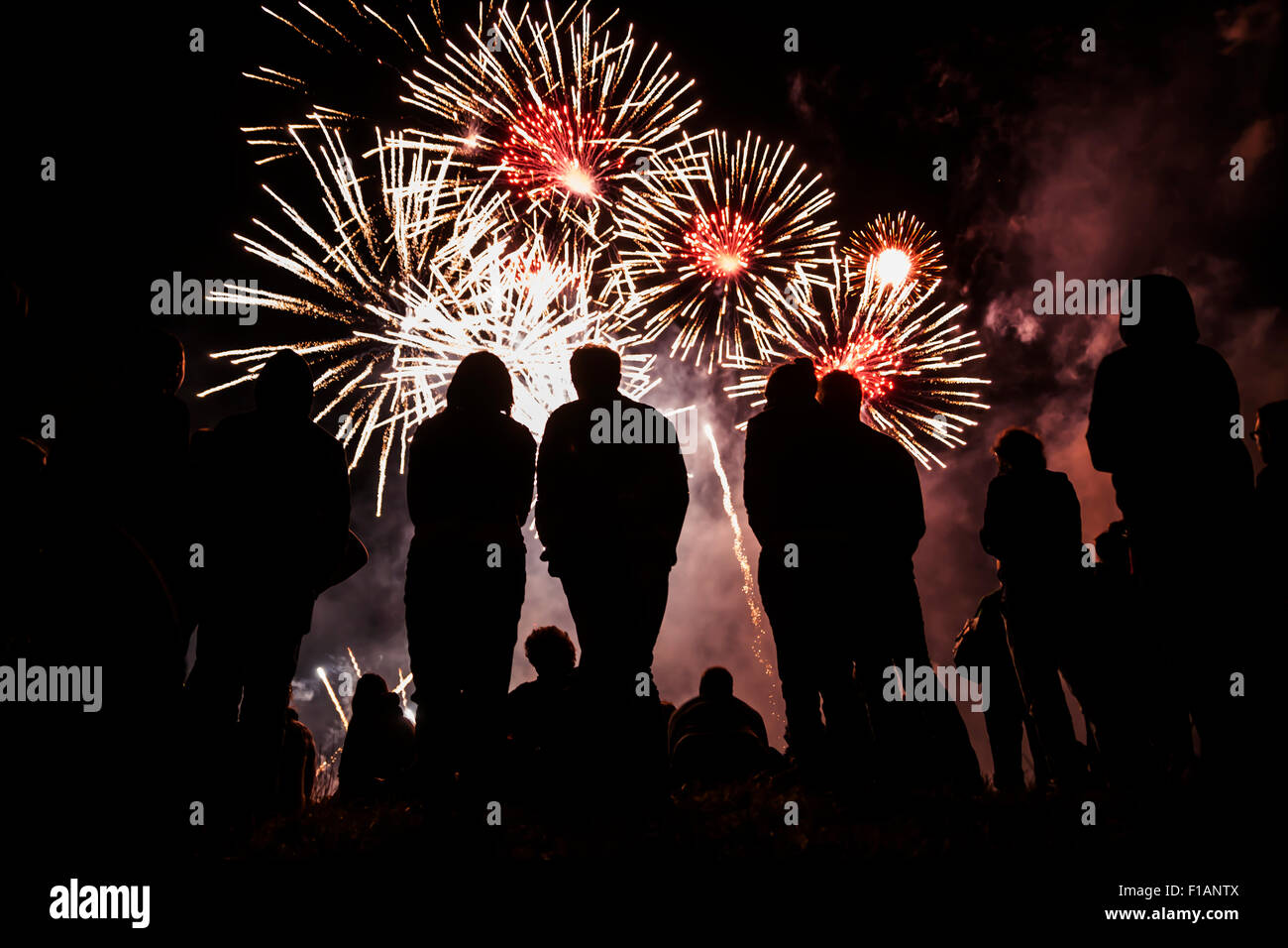 People watching fireworks Stock Photo - Alamy