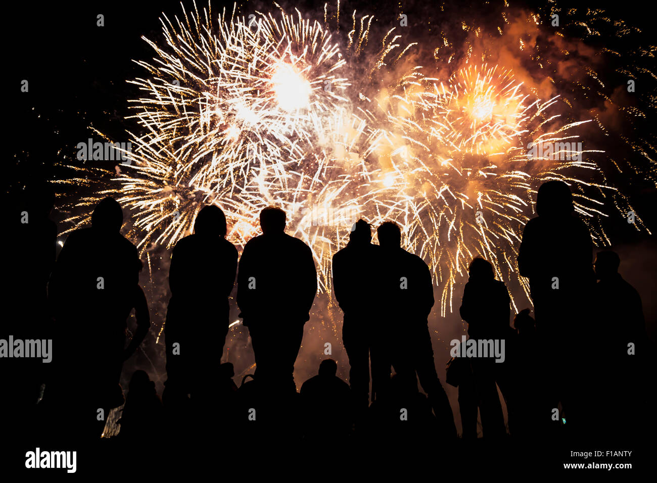 People watching fireworks Stock Photo - Alamy