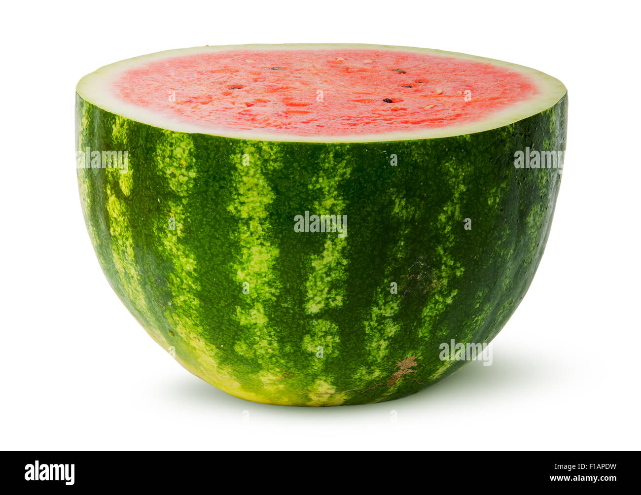 Half of red juicy watermelon rotated isolated on white background Stock ...