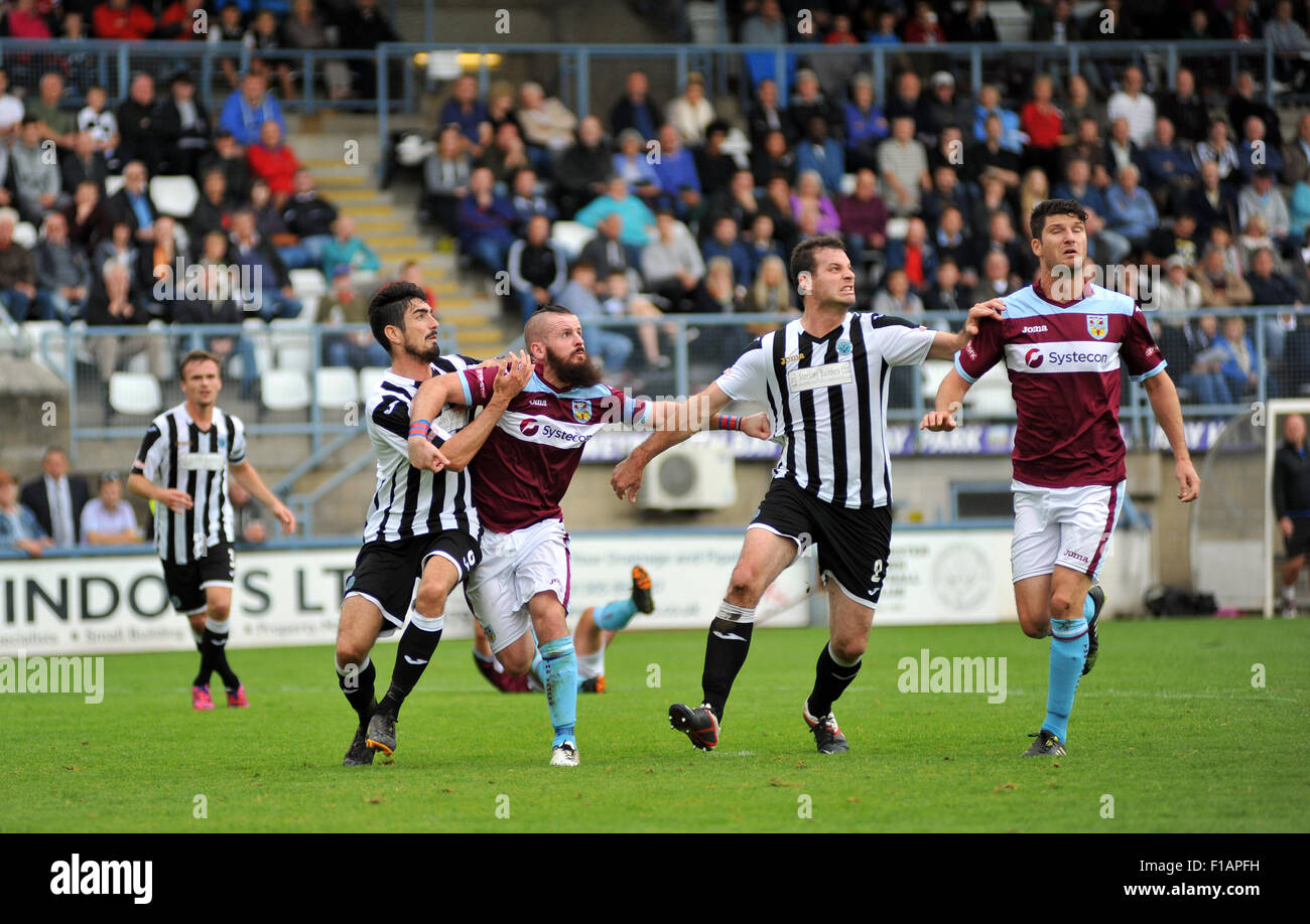 Dorchester, England. 31st August 2015. Chris Dillon DTFC (2nd left ...