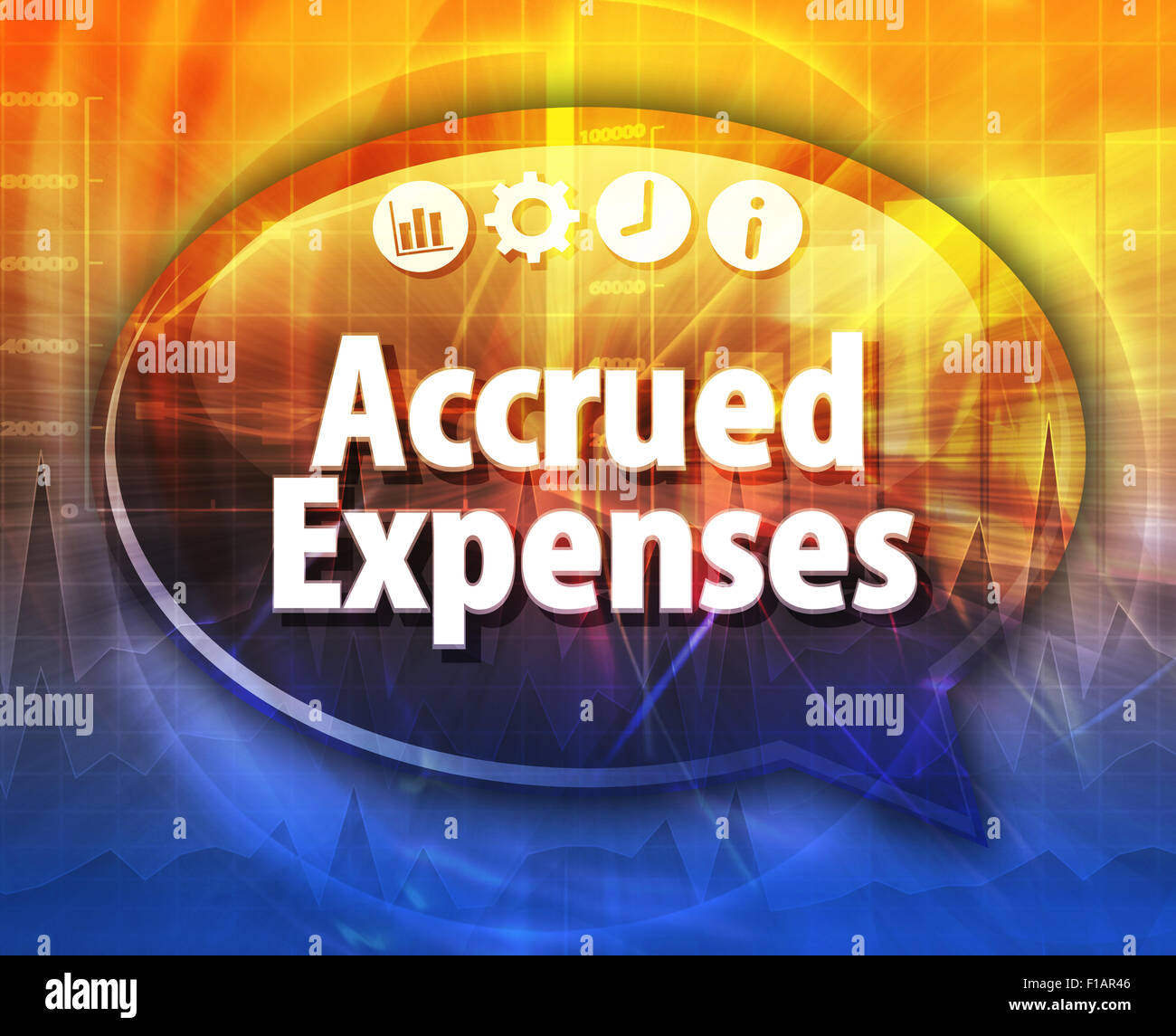 Speech bubble dialog illustration of business term saying Accrued ...