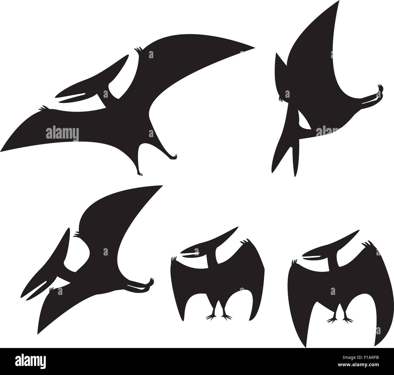 set of Pterodactyl silhouette, vector illustration Stock Vector Image ...