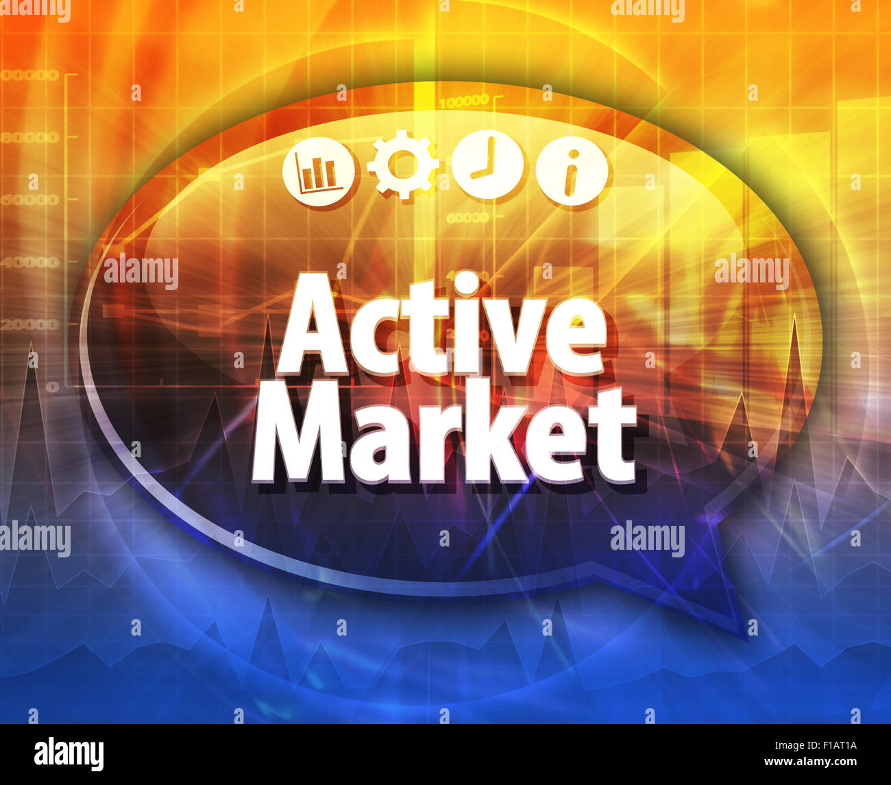peech bubble dialog illustration of business term saying Active market ...