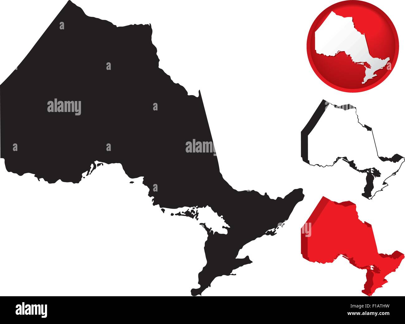 Detailed Map of Ontario, Canada with several variations Stock Vector ...