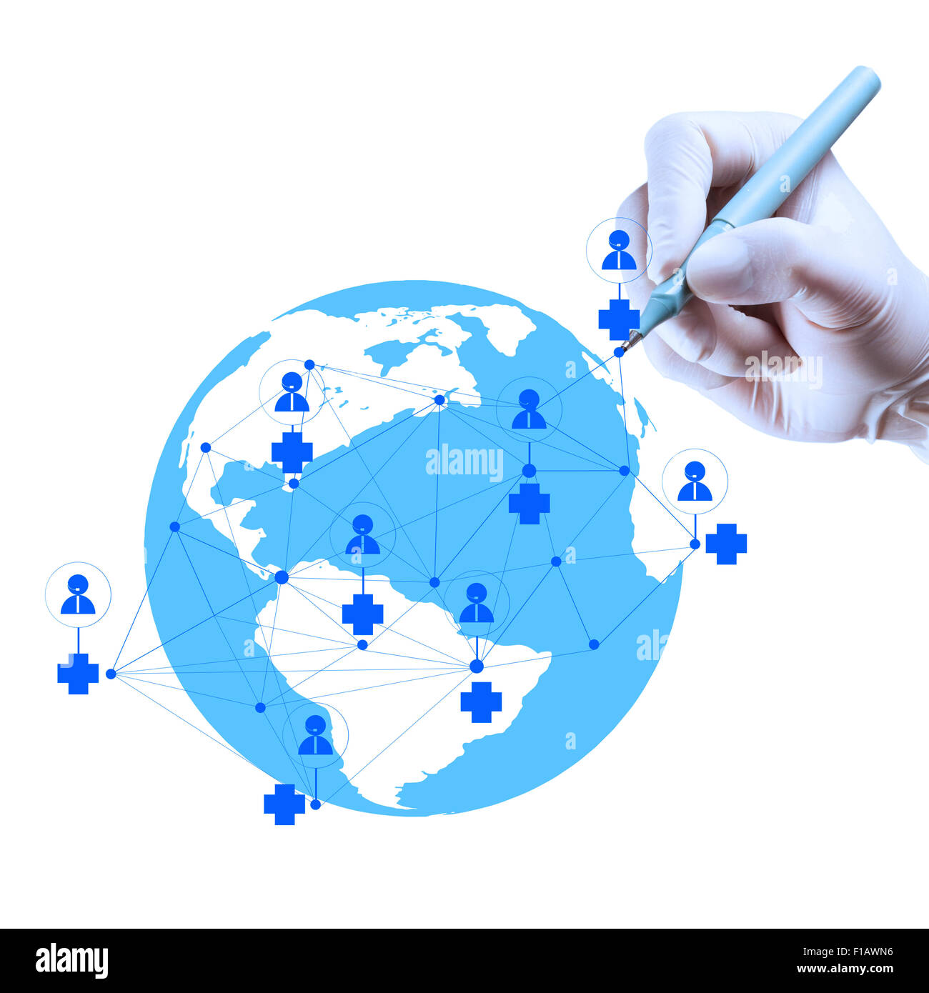 Medicine doctor hand drawing with modern computer interface as medical ...