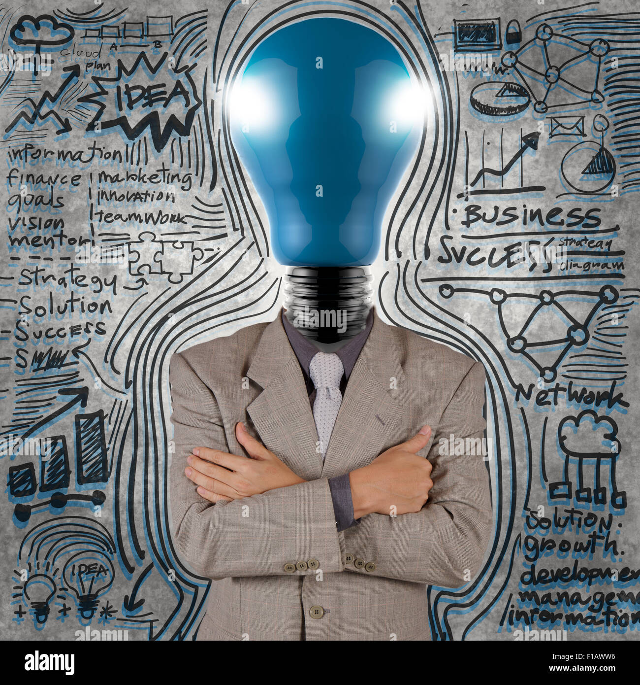 Woman head light bulb idea hi-res stock photography and images - Alamy