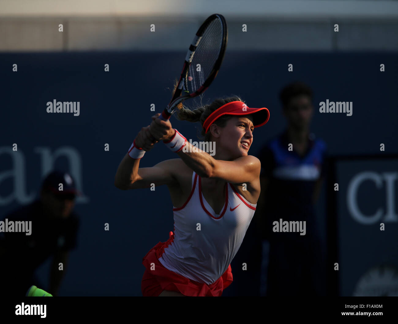 New York, USA. 31st Aug, 2015. Canada's Eugenie Bouchard in action ...