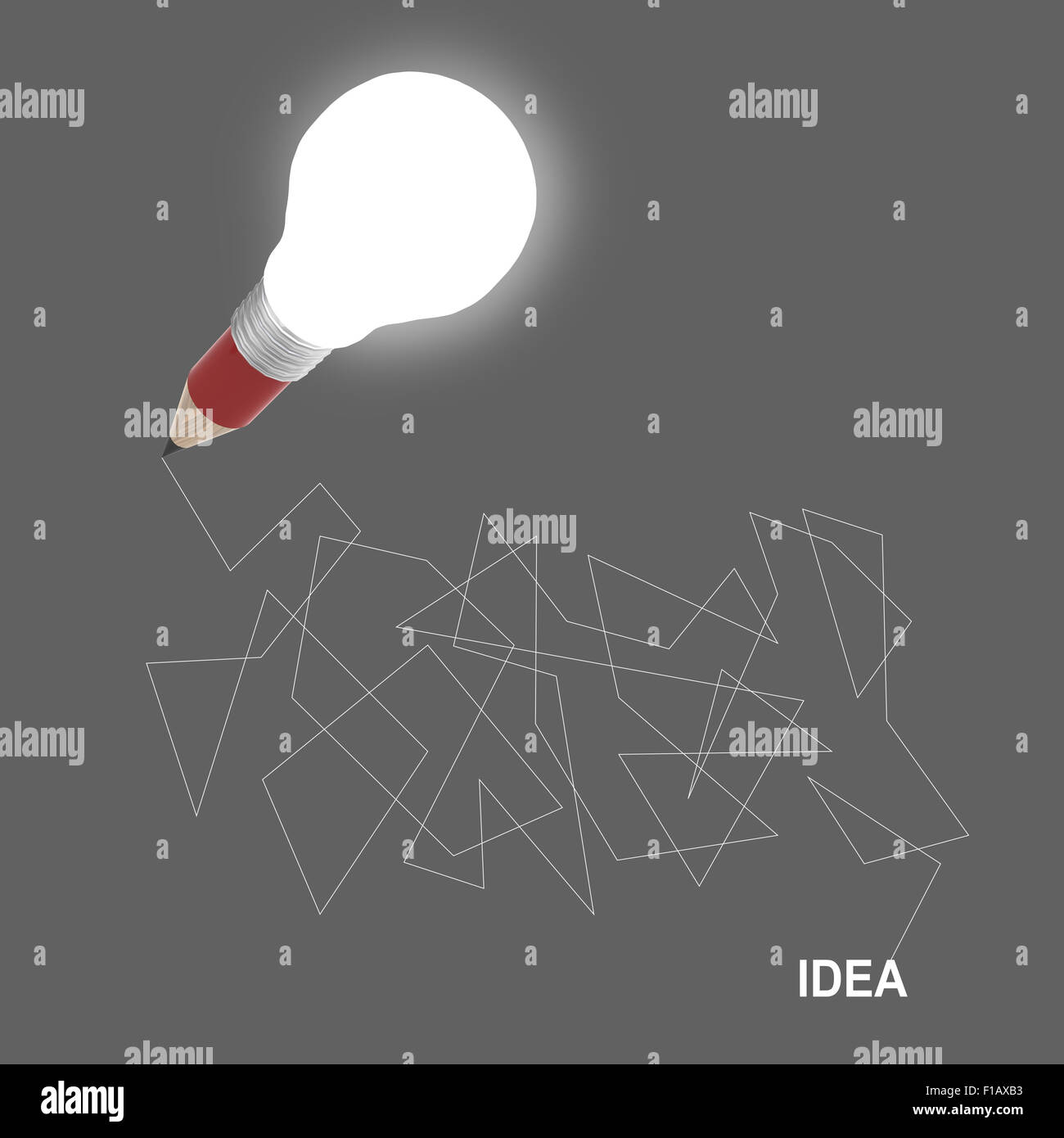 3d creative pencil lightbulb drawing idea as concept creative Stock Photo - Alamy