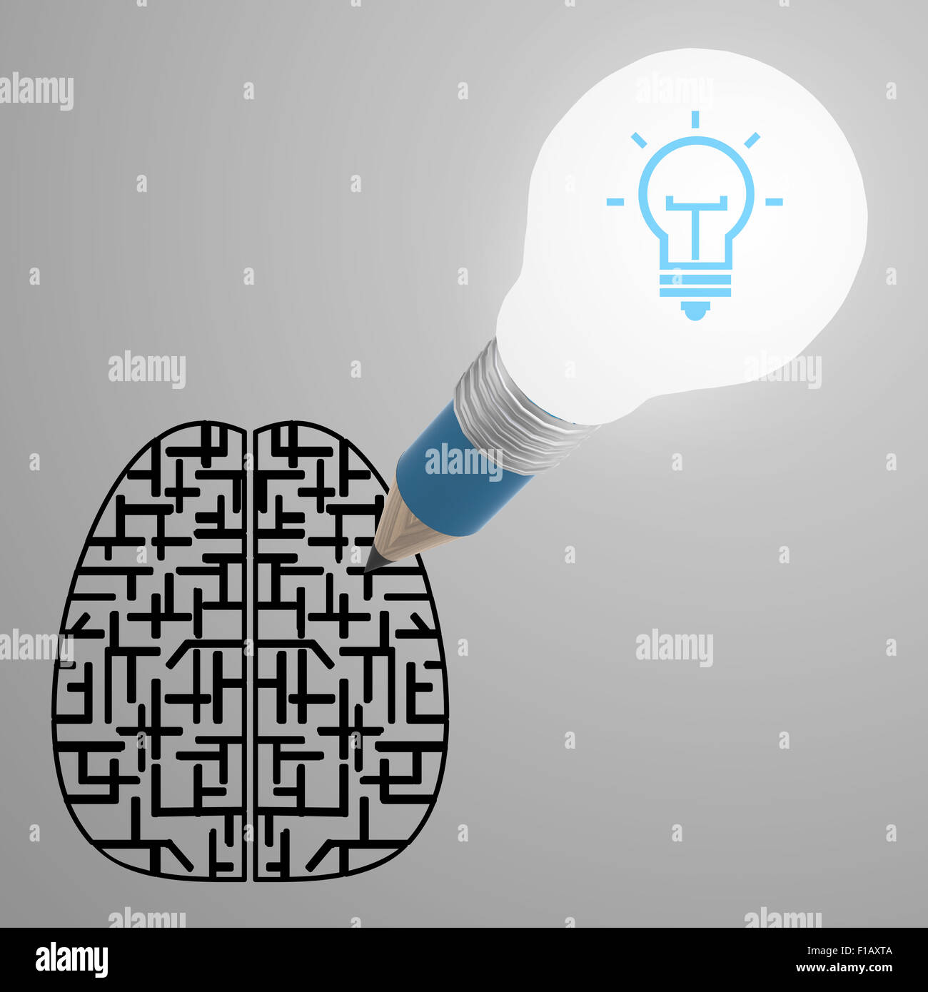 pencil creative light bulb head drawing the best idea diagram as ...