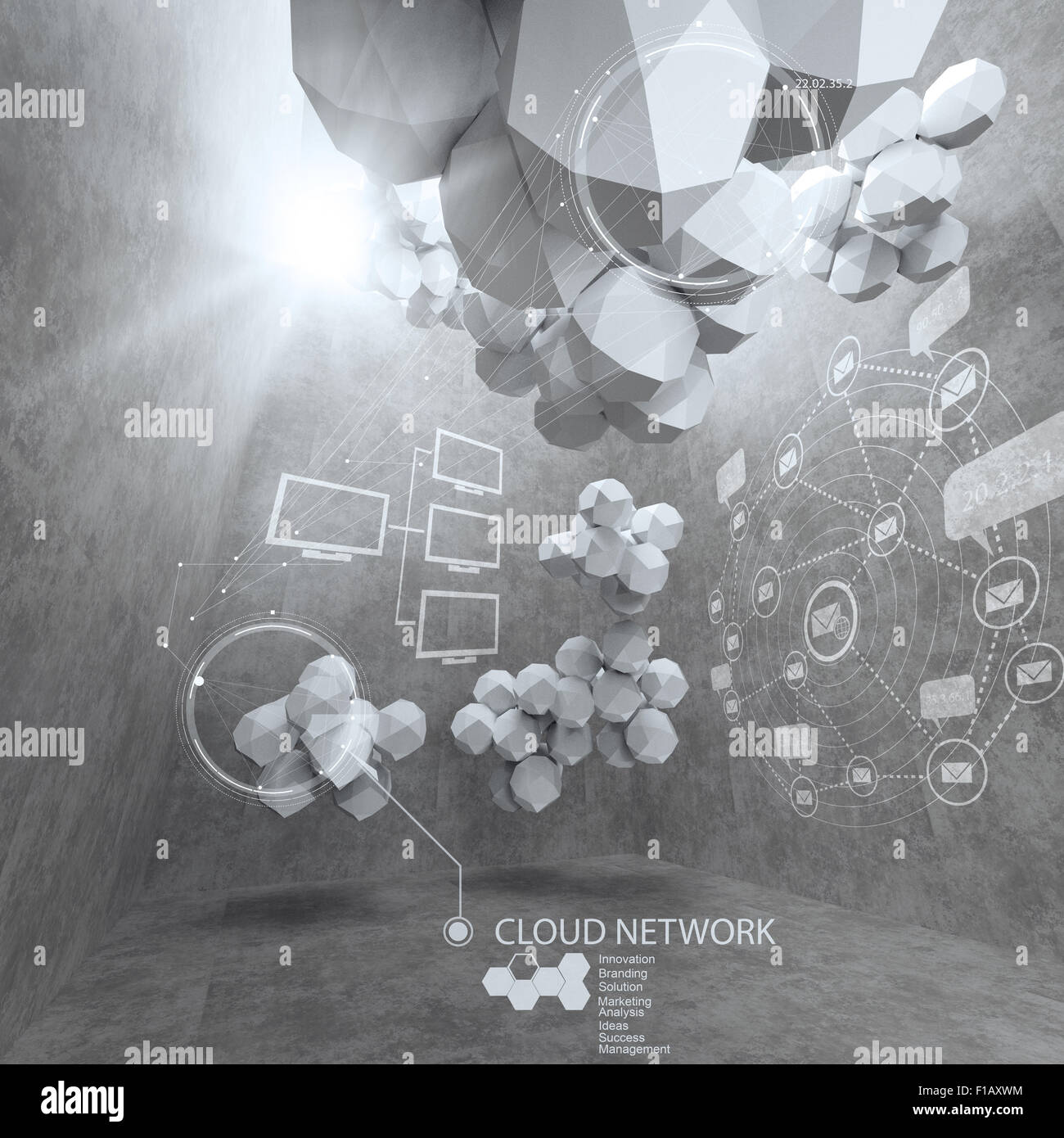 abstract 3d low polygon design for cloud networking computer as concept ...