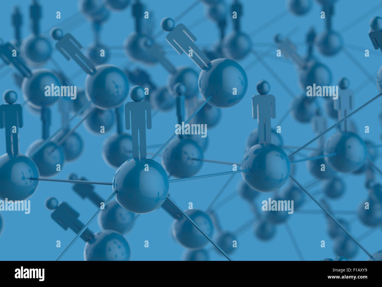 3d blue human social network as concept Stock Photo - Alamy