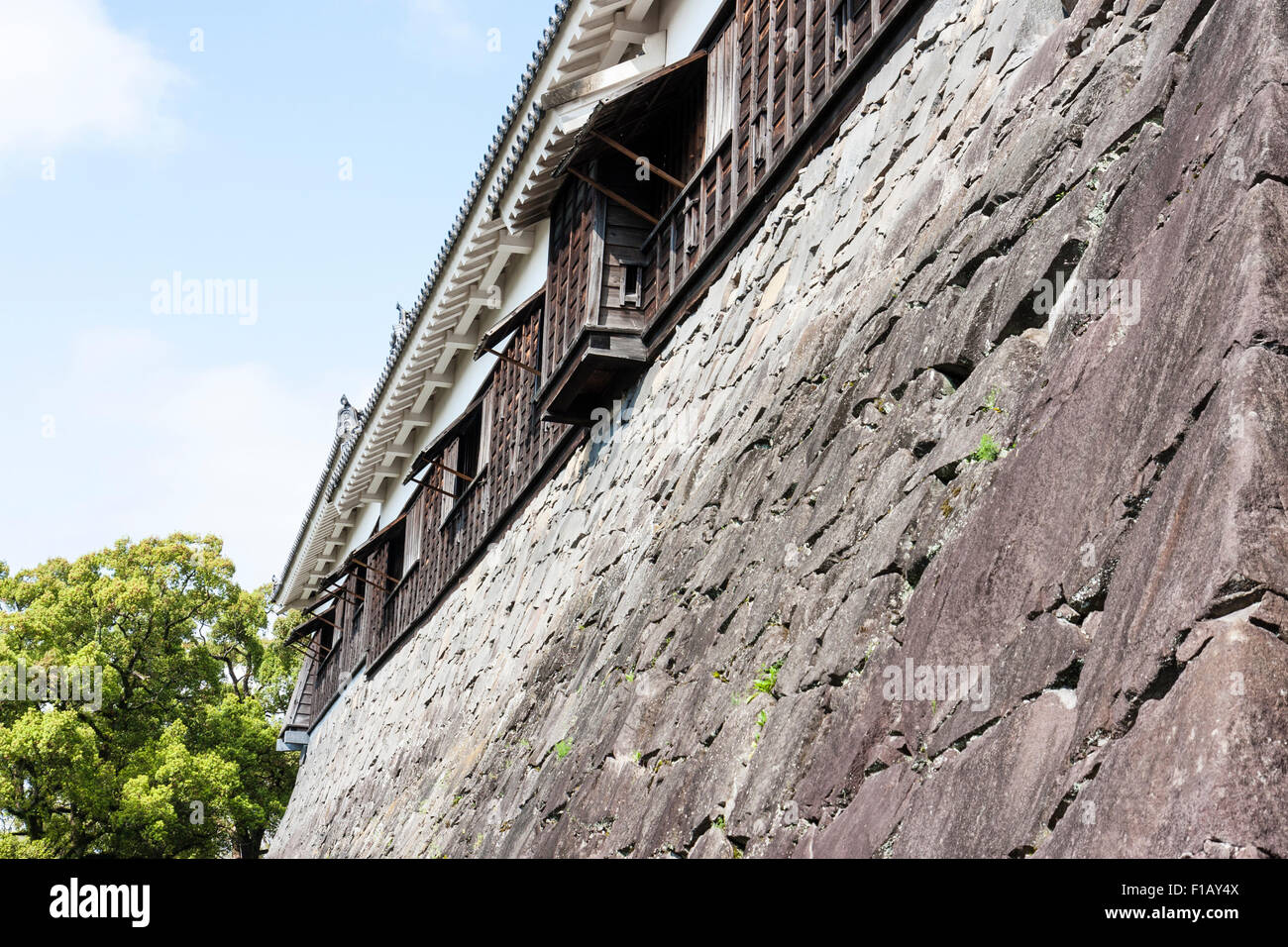 Japan, Kumamoto castle. Uto yagura, turret, with long corridor showing ...