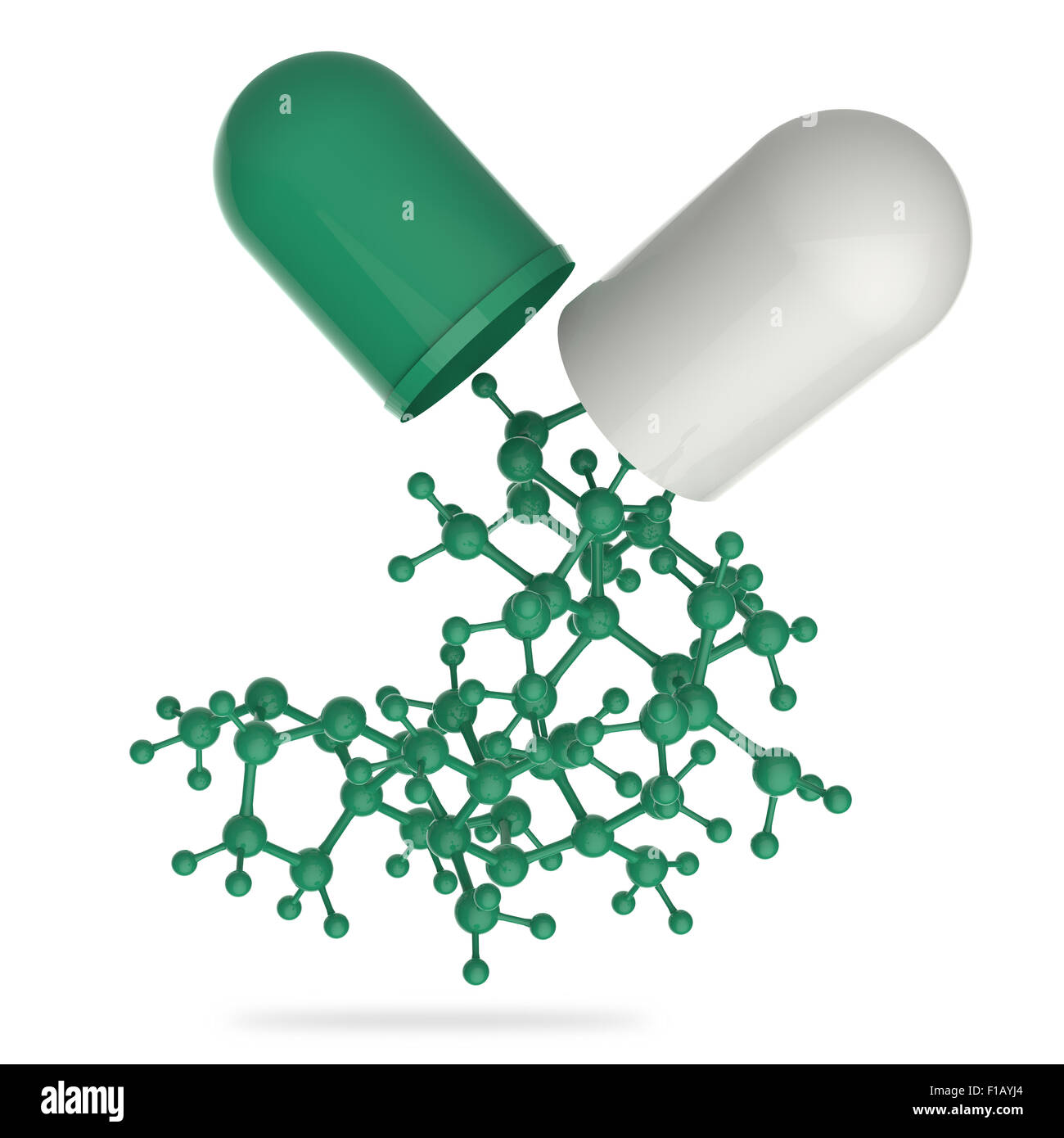 capsule shows 3d molecule as medical concept Stock Photo - Alamy