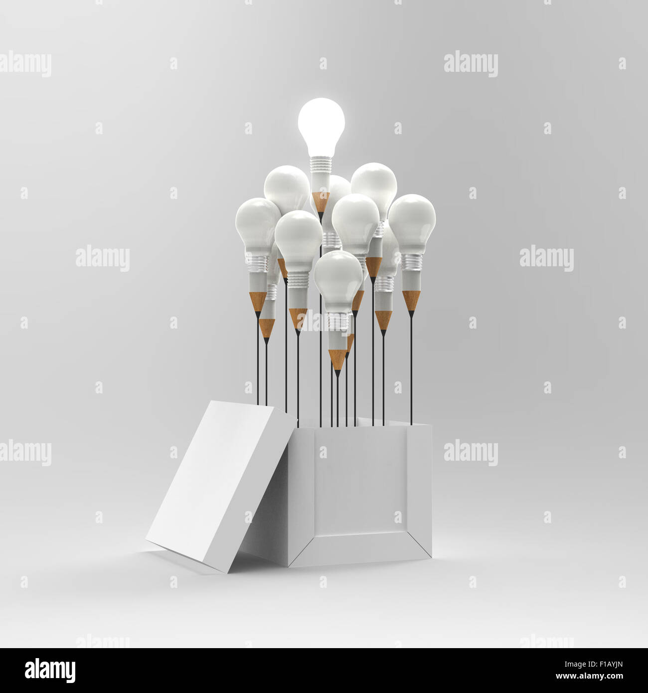 drawing idea pencil and light bulb concept outside the box as creative ...