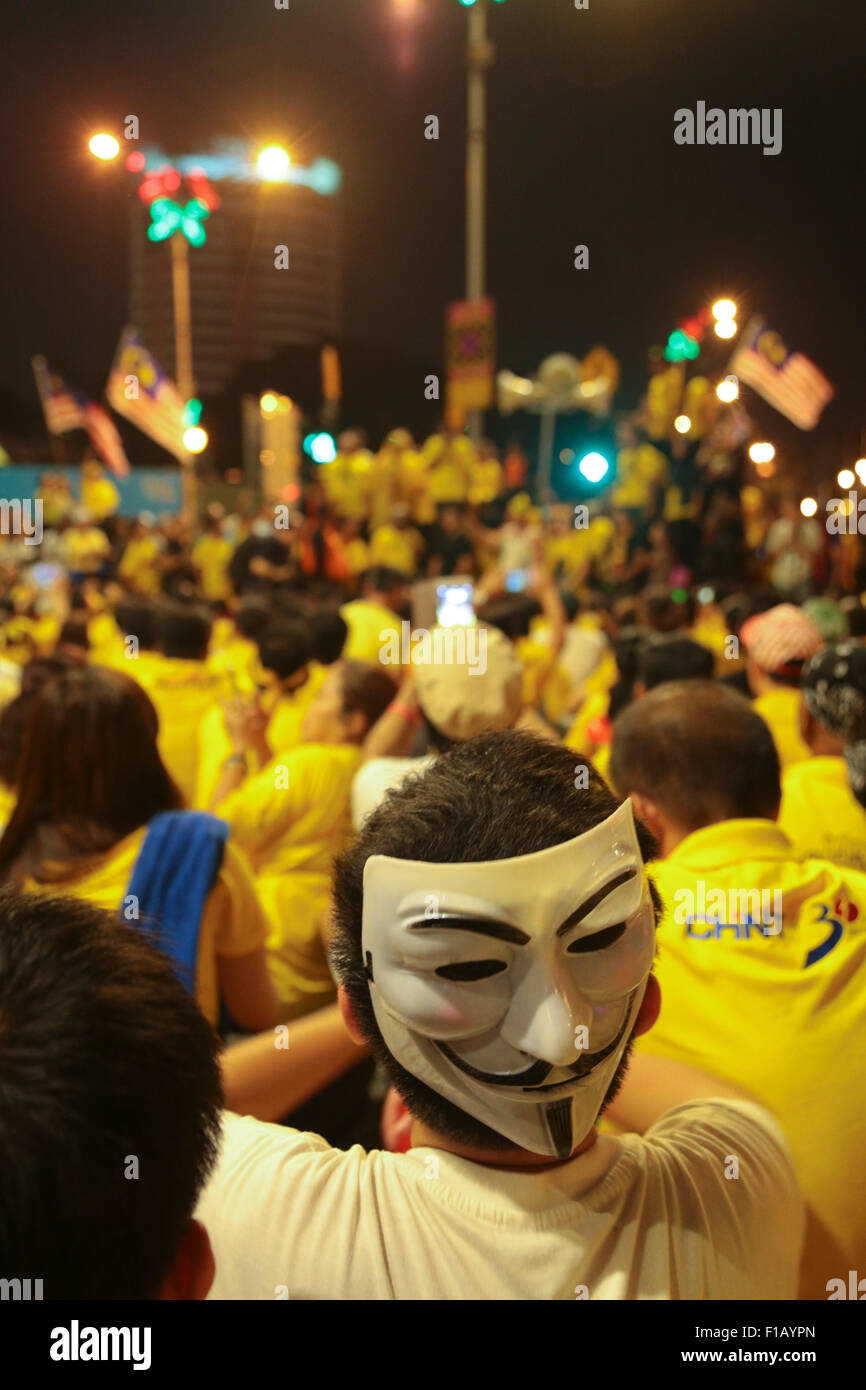 KUALA LUMPUR, MALAYSIA, 29 AUG 2015 : Yellow shirt malaysian wearing ...