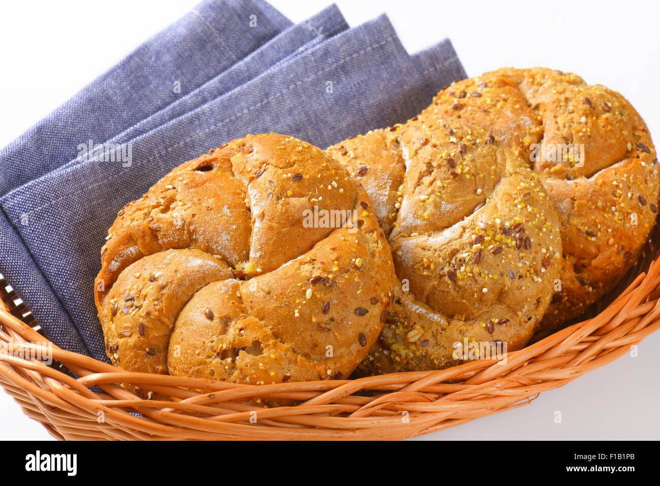 whole wheat bread buns in basket Stock Photo - Alamy