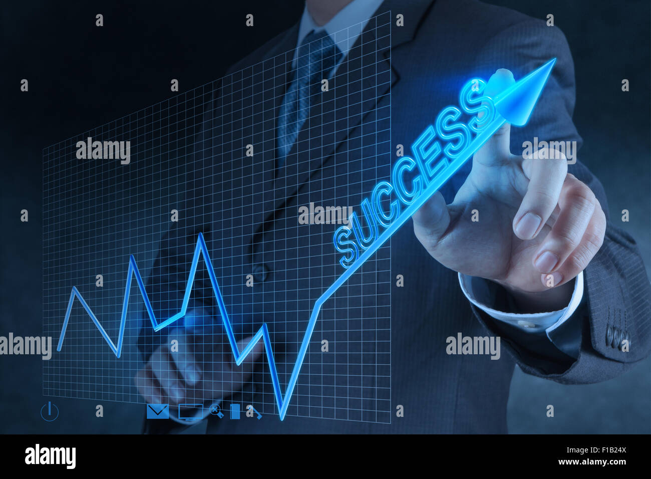 businessman hand touch virtual success chart business Stock Photo - Alamy